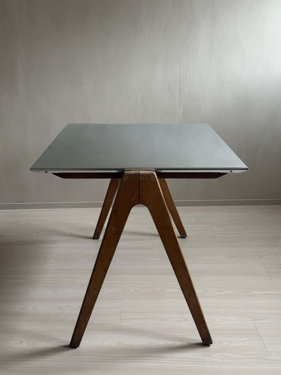 Mid-Century Compass Desk by Robin Day with Zinc Top and Beech Legs ...