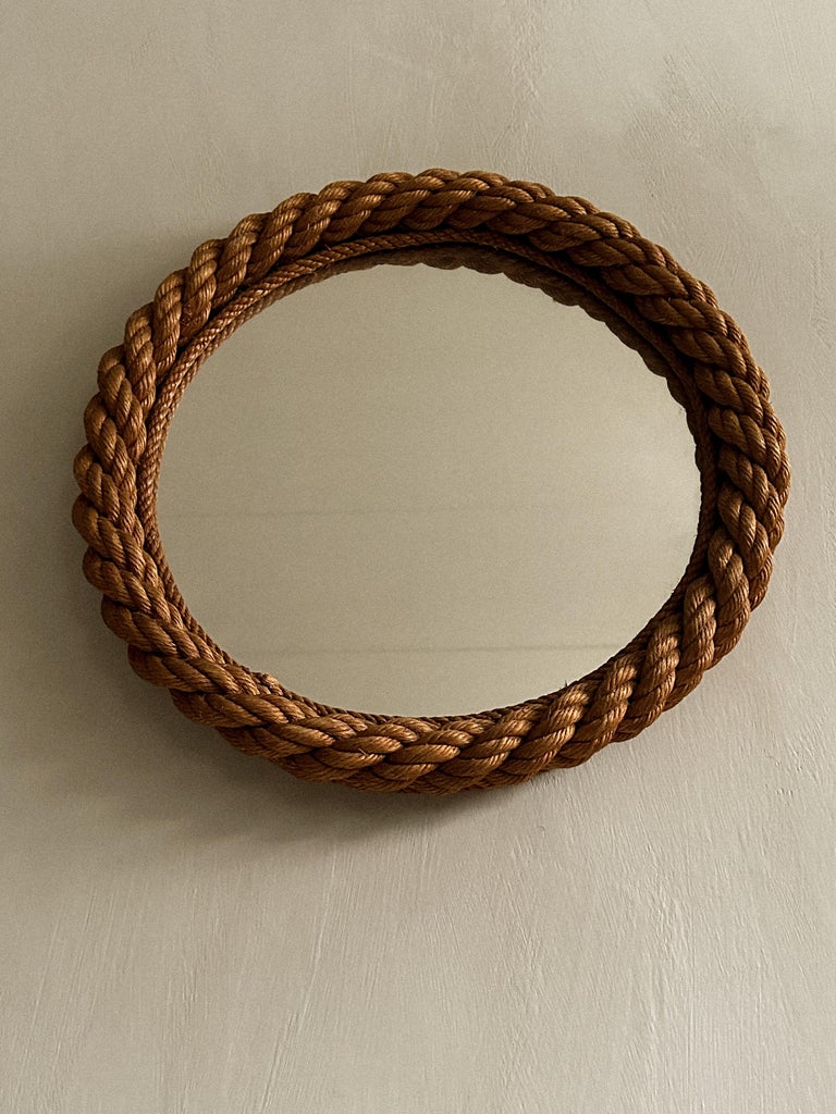 A Vintage Round Rope Mirror by Adrien Audoux and Frida Minet, France, c ...