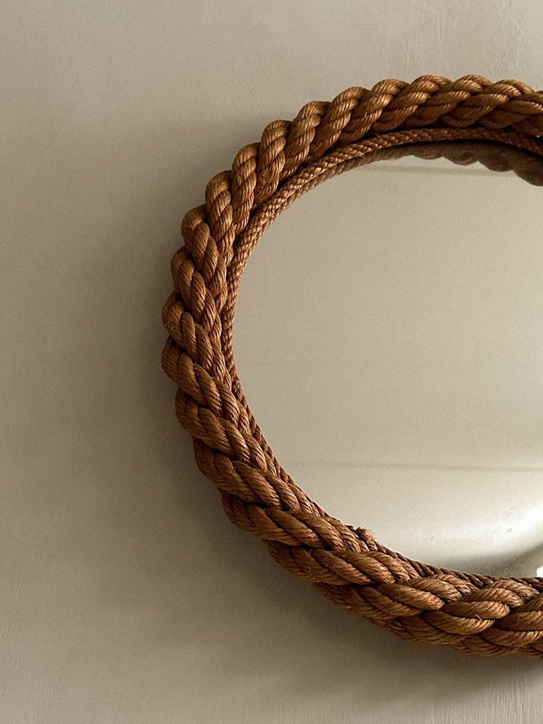 A Vintage Round Rope Mirror by Adrien Audoux and Frida Minet, France, c ...