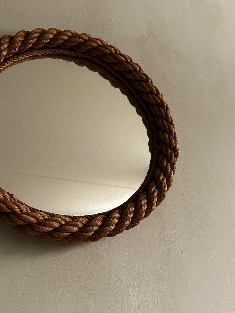 A Vintage Round Rope Mirror by Adrien Audoux and Frida Minet, France, c ...