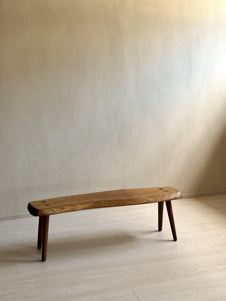 A Mid-Century Brutalist Bench, Massive Oak, France, c. 1960s - Bruksmann