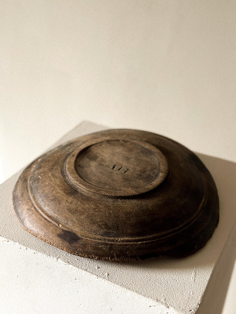 Antique Wabi Sabi Wooden Plate, Scandinavia c. 1800s - Bruksmann